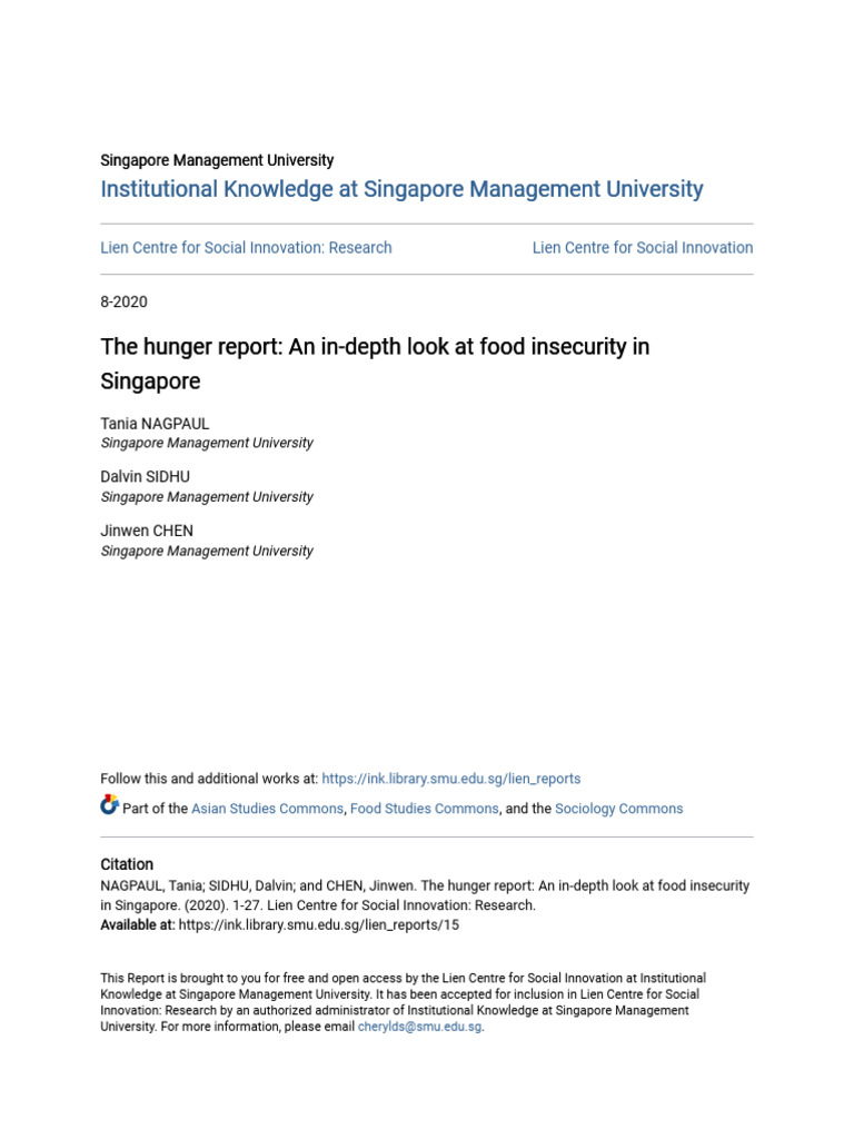 The Hunger Report - An in Depth Look at Food Insecurity in Singapo ...