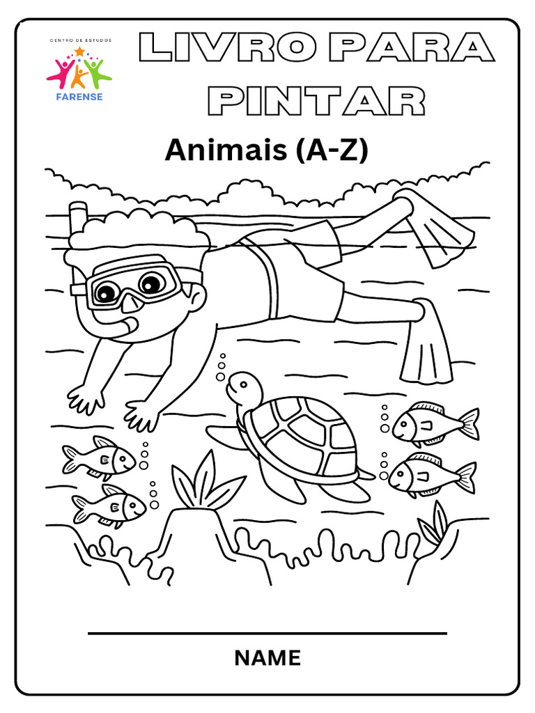 Ocean Animals Alphabet Coloring Book in Black and White Printable Style ...