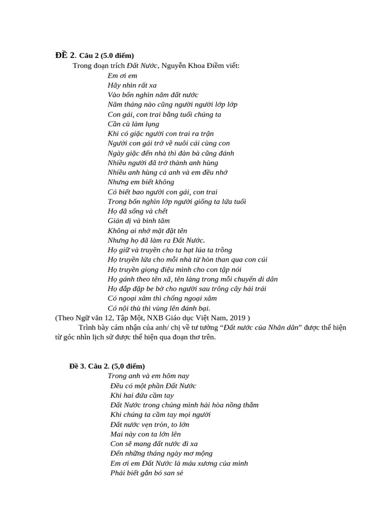 Đề Ôn Hkii Văn 12 | PDF