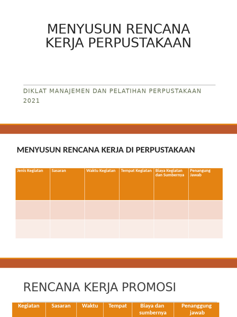 Menyusun Rencana Kerja Perpustakaan | PDF