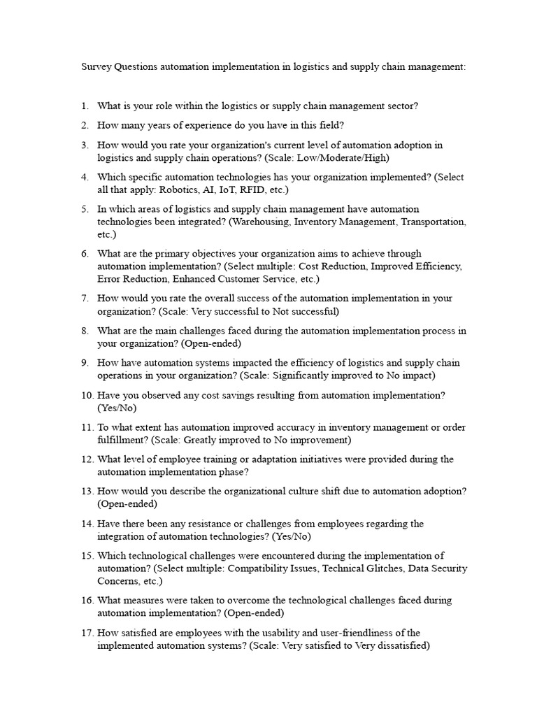 Automation Survey in Logistics Management | PDF | Logistics | Automation