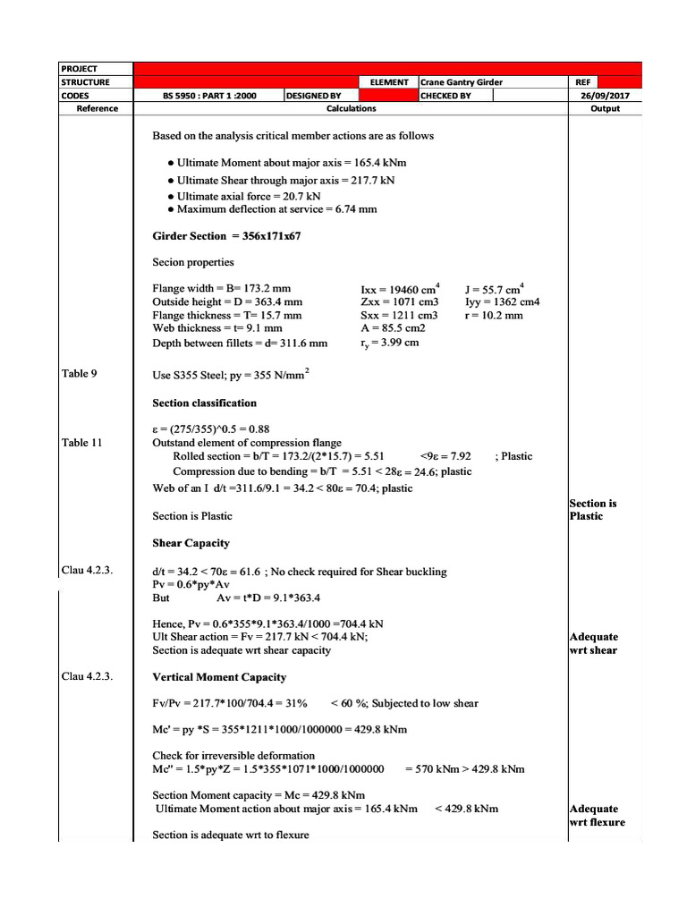 Steel Crane Girder Design Example - Compress | PDF | Structural ...