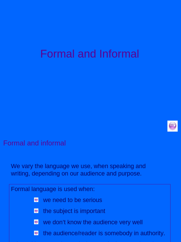 Formal and Informal | PDF | Language Arts & Discipline