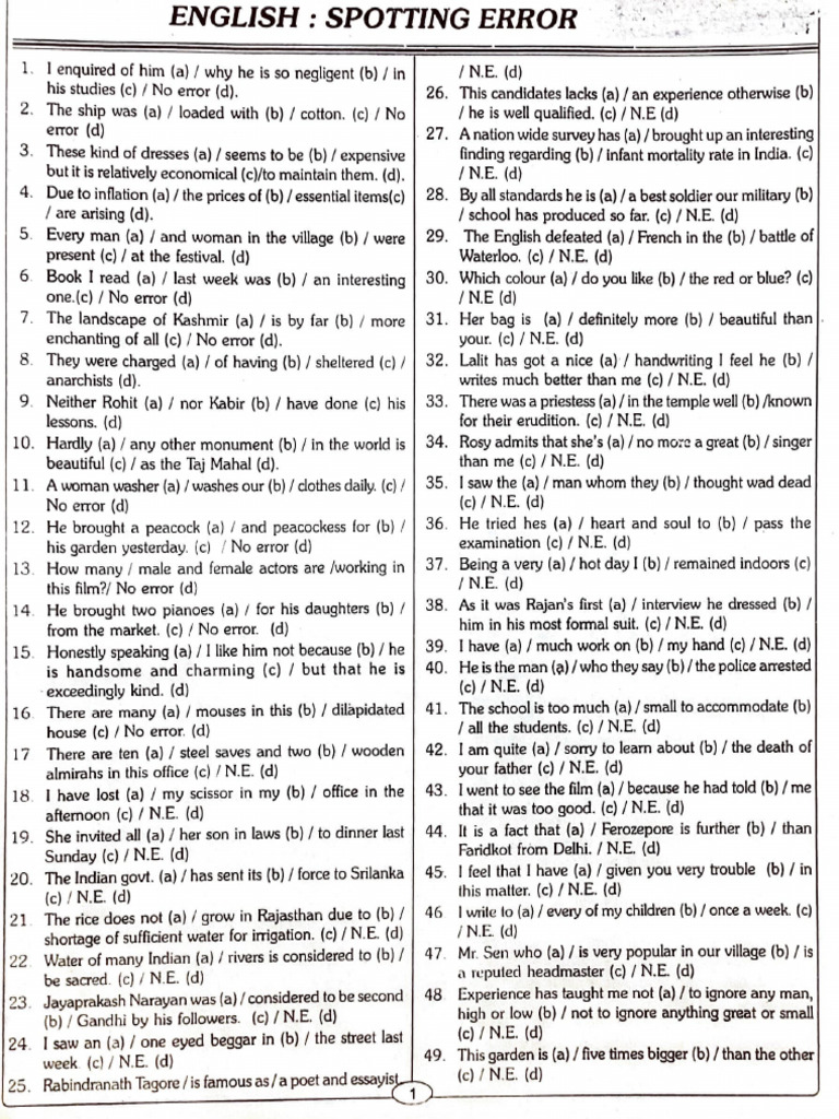 Spotting The Error | PDF