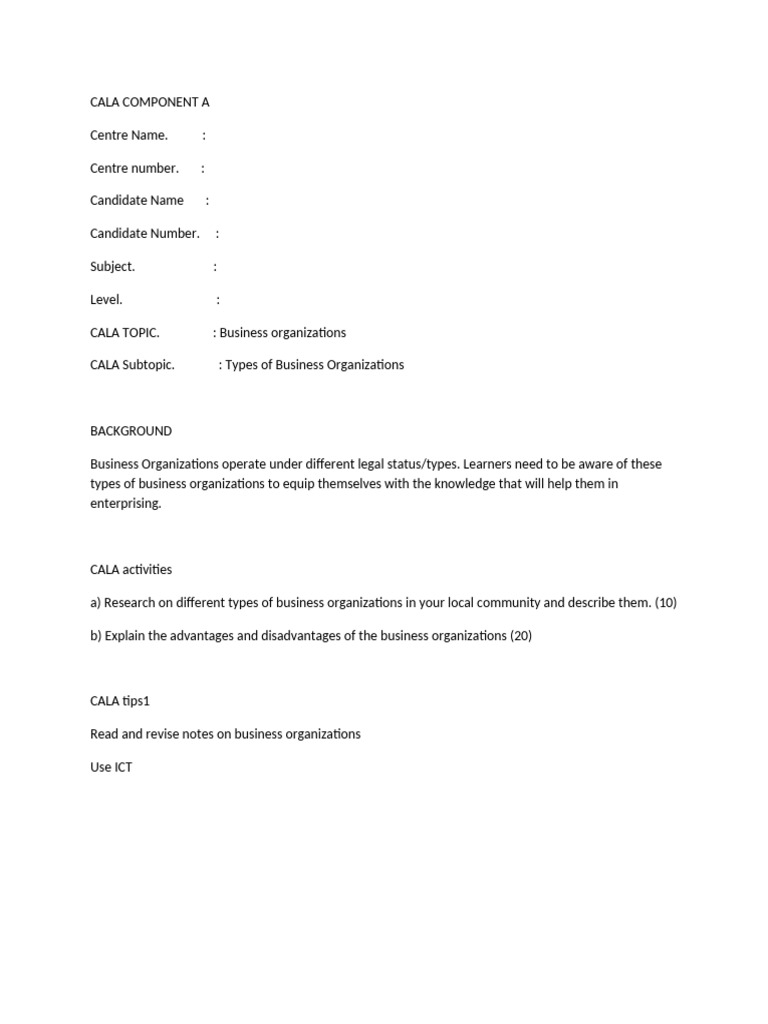 Cala Component A | PDF