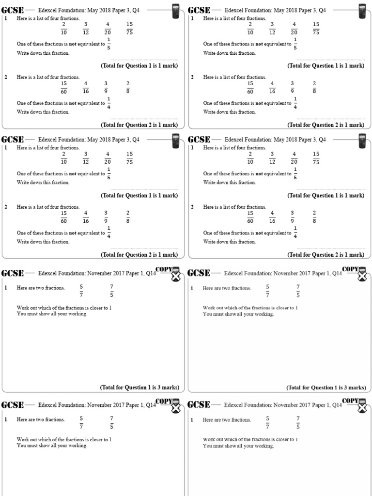 Fractions Mixed Foundation GCSE Questions Standard 1 | PDF | Elementary ...