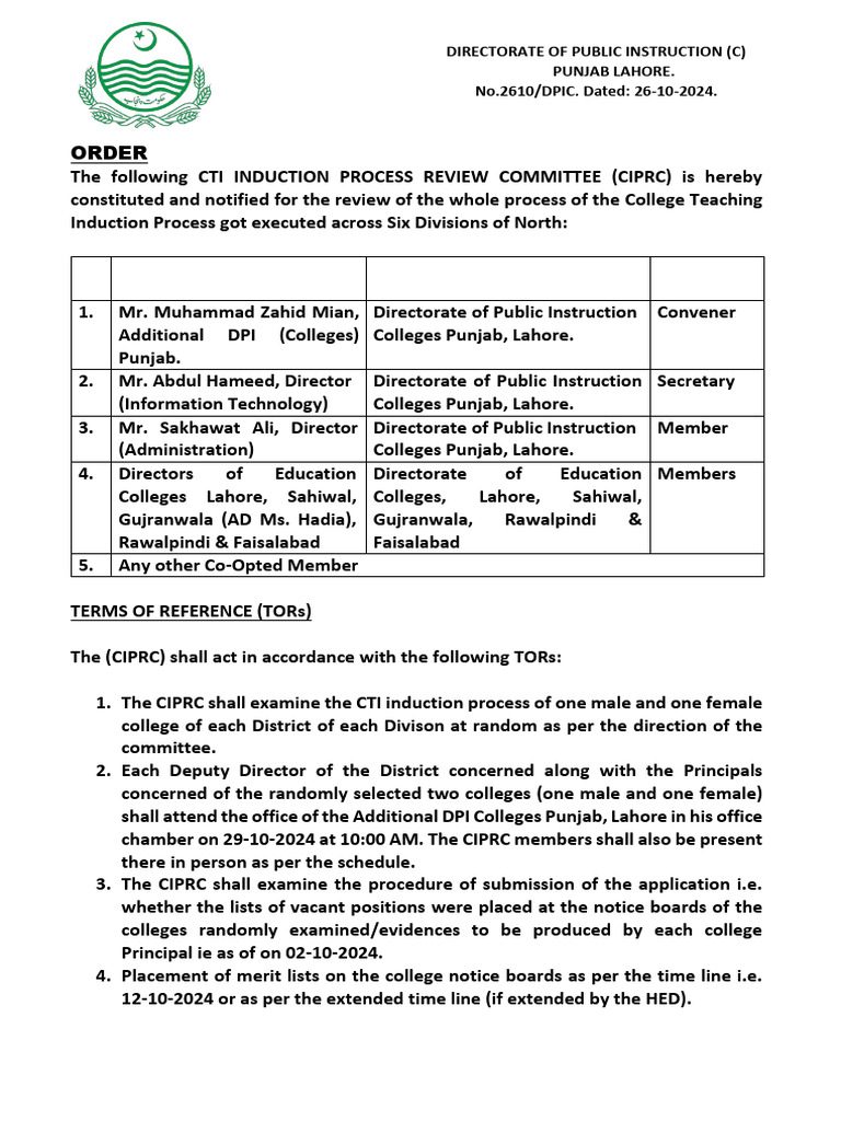 Cti Induction Process Review Committe (Ciprc) | PDF | Career & Growth ...