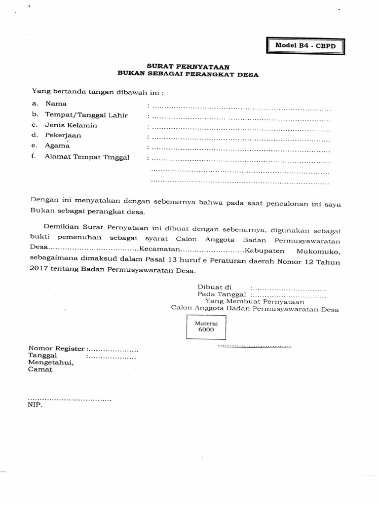 Formulir Anggota BPD | PDF