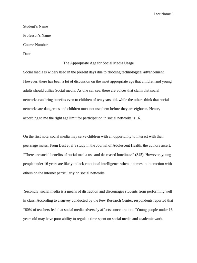 The Appropriate Age For Social Media Usage | PDF | Social Media ...