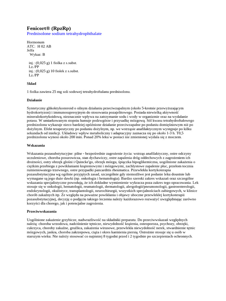 Leki Inj - Fenicort | PDF