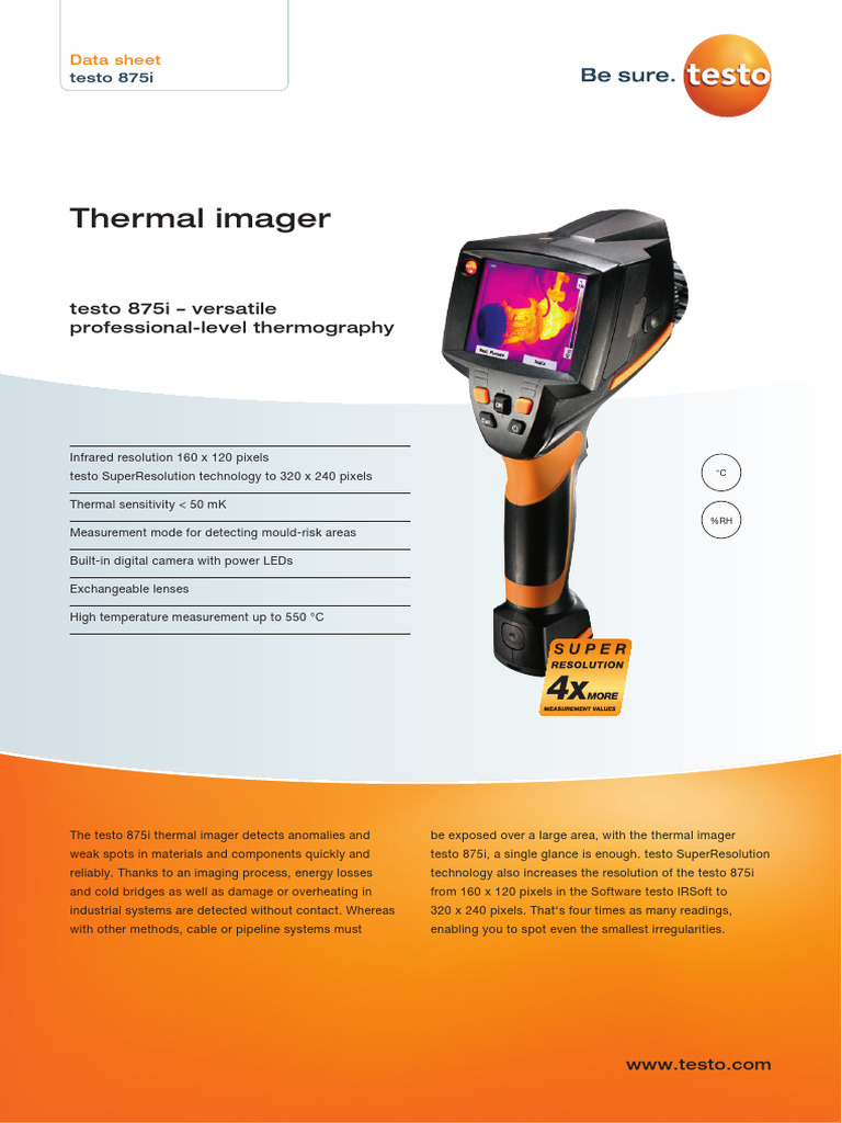 Testo 875 Data Sheet | PDF | Thermography | Image Processing