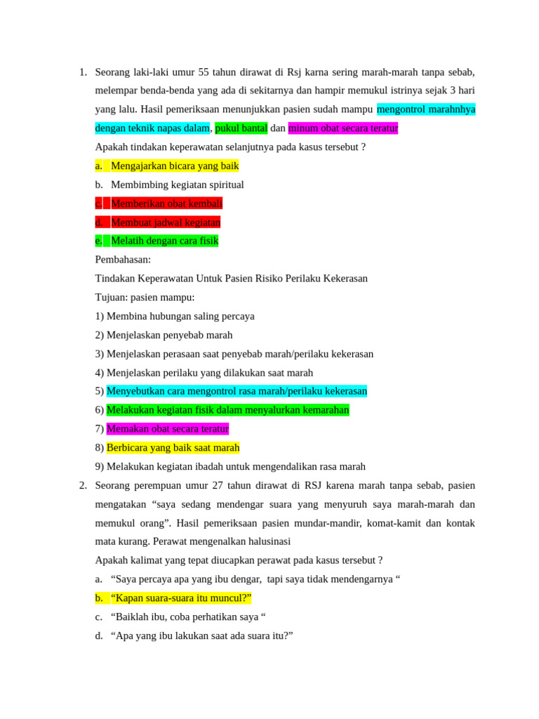 Soal Kep Jiwa-1 | PDF