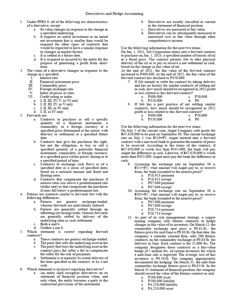 Derivatives and Hedge Accounting | PDF | Derivative (Finance) | Option ... Derivatives and Hedge Accounting | PDF | Derivative (Finance) | Option ...