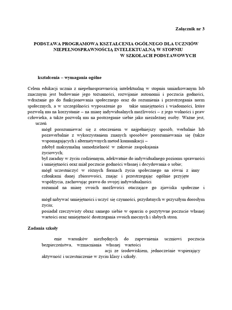Zal. 3 SP Dla Uczniow Niepelnosprawnych | PDF