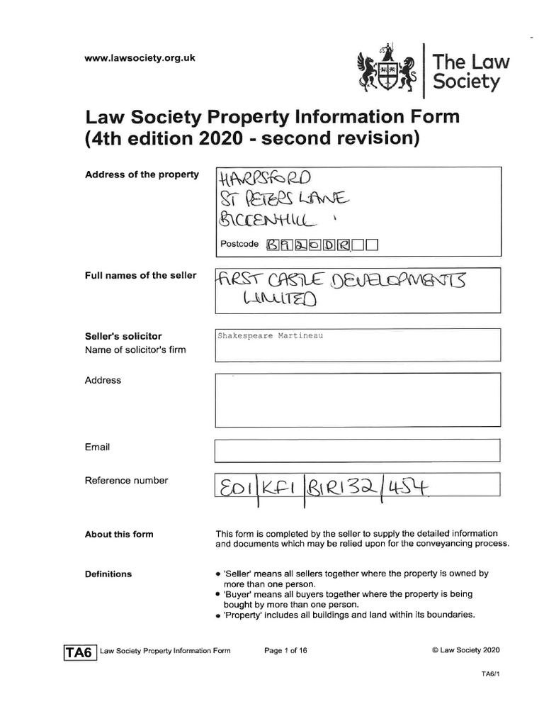 Lot - 113 - Harpsford TA6 - Property Information Form 20240930 | PDF