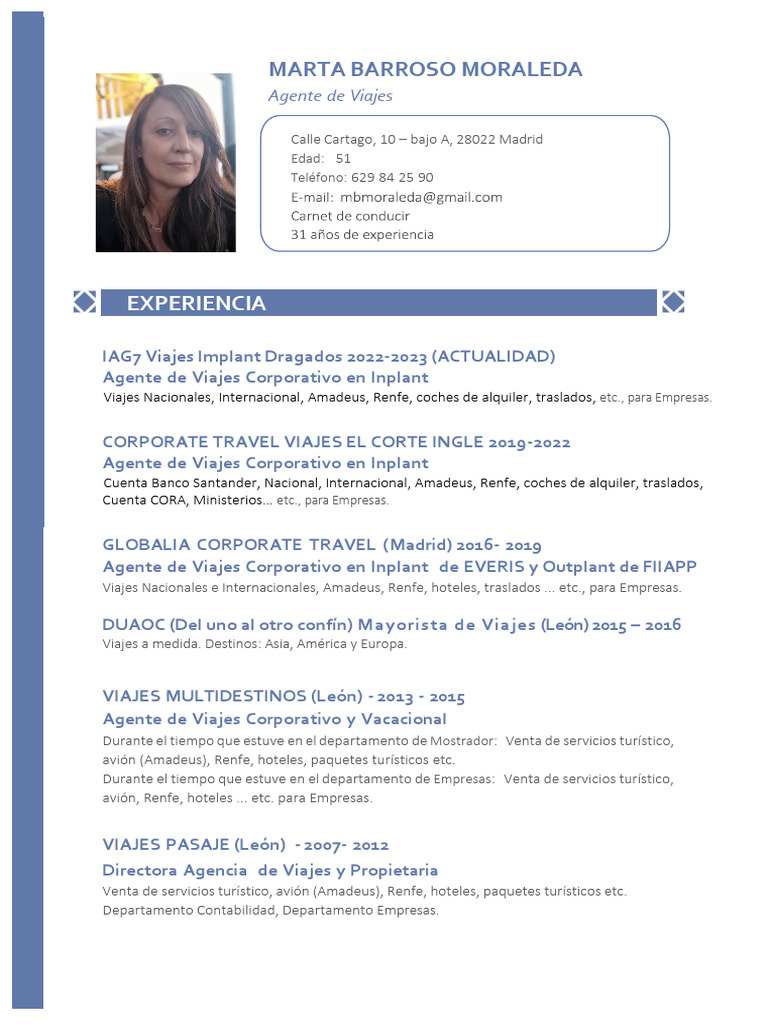 Experta Agente de Viajes Corporativos | PDF