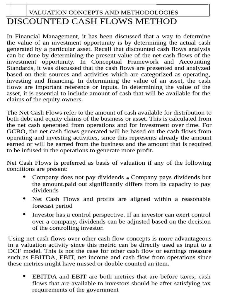 Discounted Cash Flows Method | PDF | Equity (Finance) | Discounted Cash ...