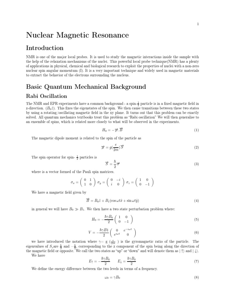 SSP5_NMR lab manual | PDF | Relaxation (Nmr) | Nuclear Magnetic Resonance