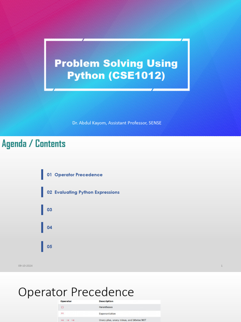 Python Expression Evaluation Basics | PDF | Logic | Mathematics