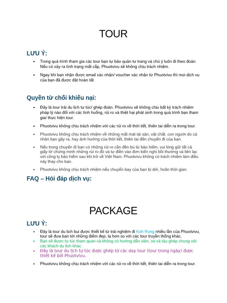 Lưu ý Khi Viết Tour PVV | PDF