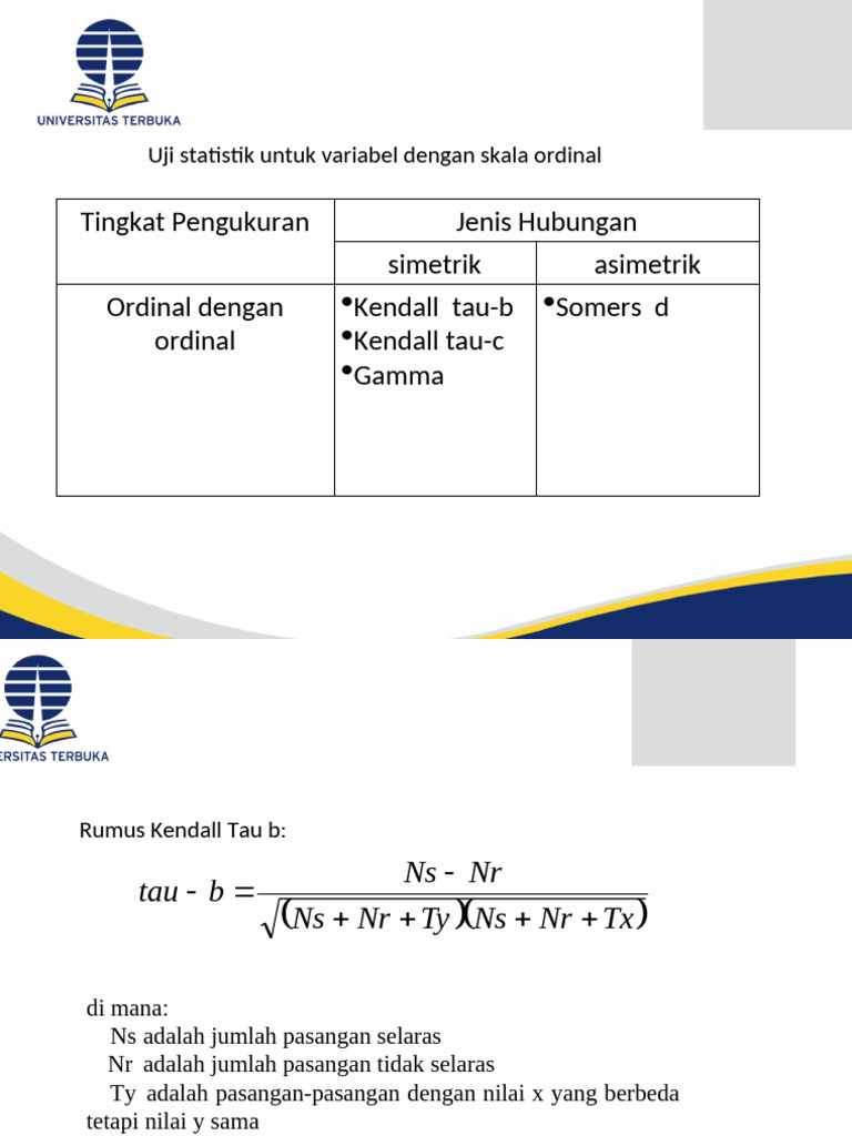 Rumus Uji Statistik Kendall dan Gamma | PDF