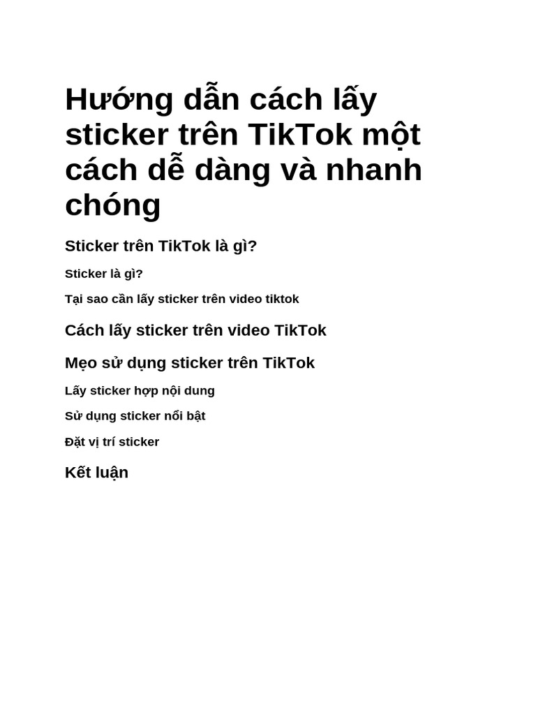 Outline Cách Lấy Sticker Trên Tik Tok | PDF