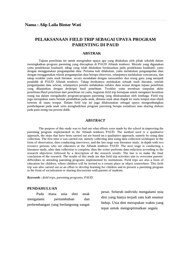Jurnal Parenting Rekreasi Paud | PDF | Ilmu Sosial