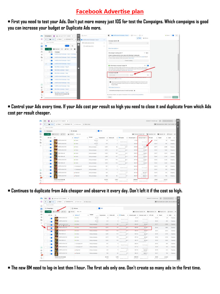 Facebook Advertise Plan | PDF