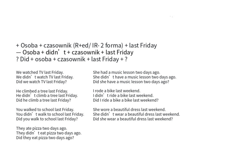 Past Simple Notatka | PDF | Foreign Language Studies | Teaching Methods ...