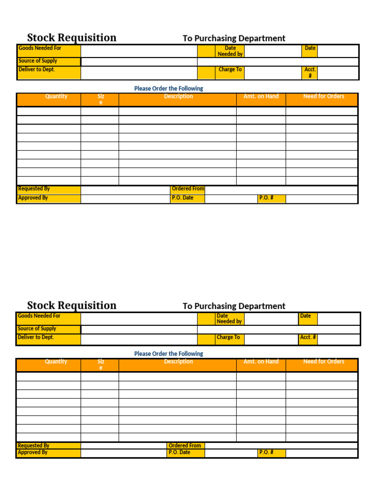 Basic Stock Requisition Form 1 | PDF