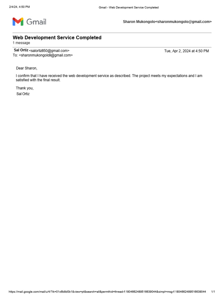 Gmail - Web Development Completed | PDF | Computers