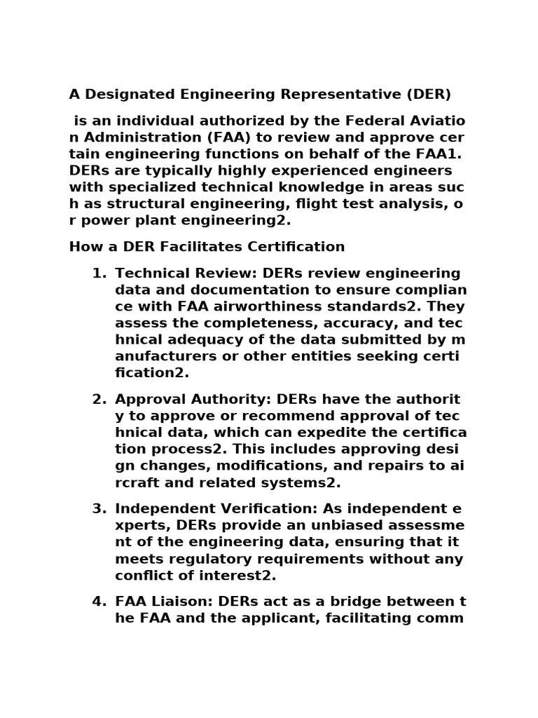 Designated Engineering Representative (DER) notes | PDF