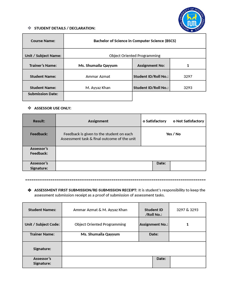 OOP ASSIGNMENT 1 | PDF | Object Oriented Programming