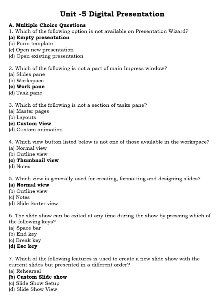 IT 9 Unit - 5 Digital Presentation | PDF | Keyboard Shortcut | System ...