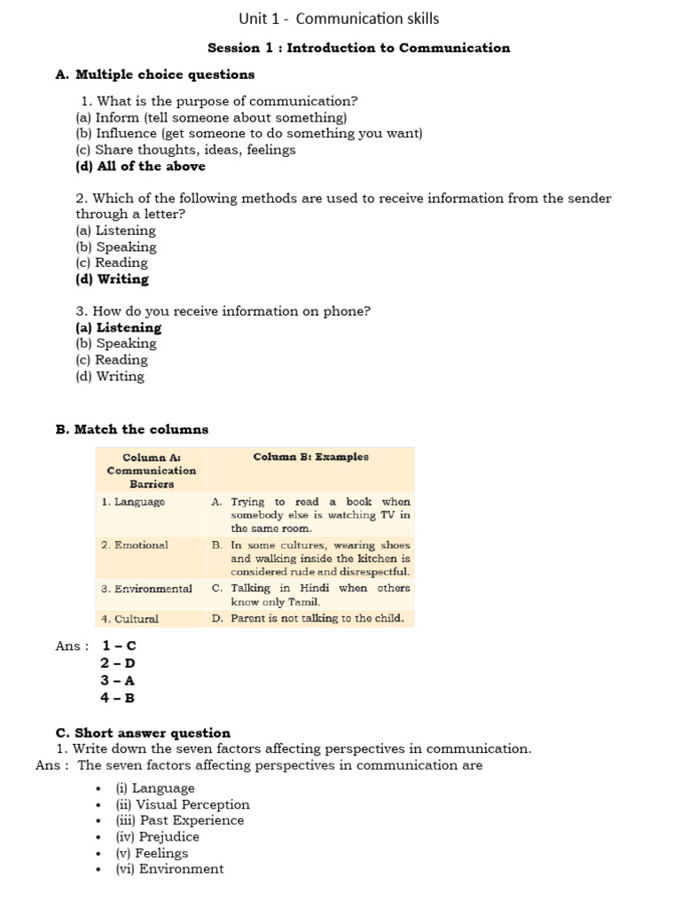 Class 9 Employability Skills Unit 1 Communication Skills | PDF | Communication | English Language