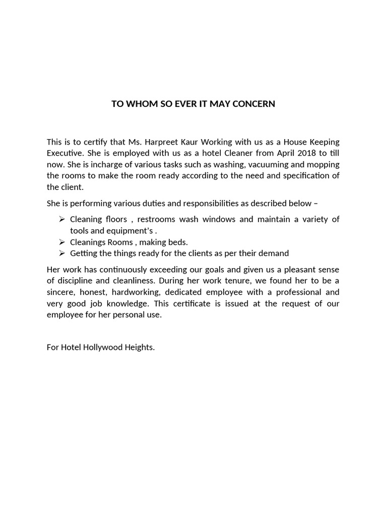 Experience Letter Sample | PDF