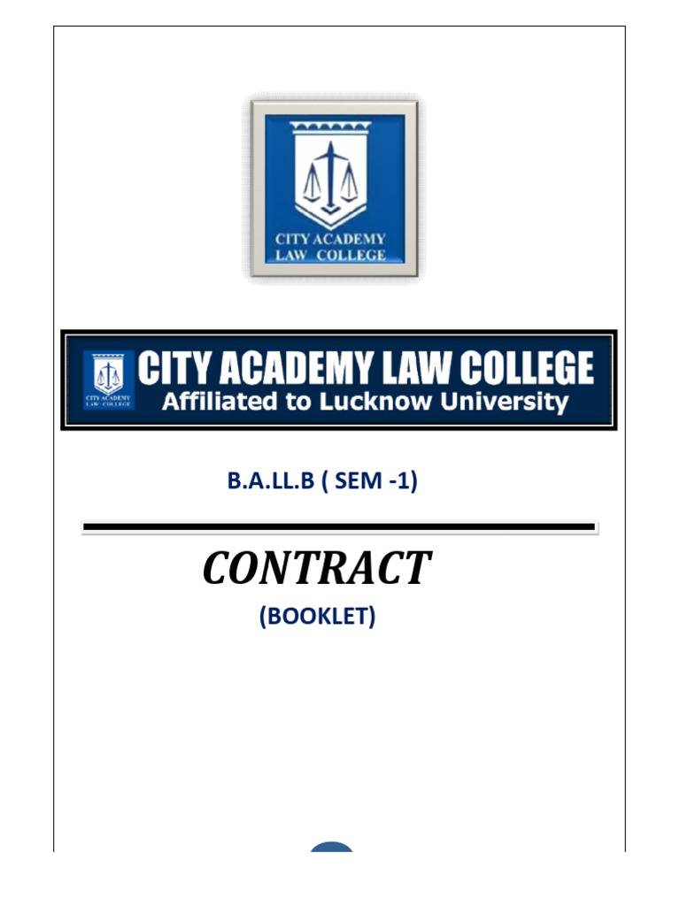 Contract Booklet I Sem. | PDF | Offer And Acceptance | Consideration