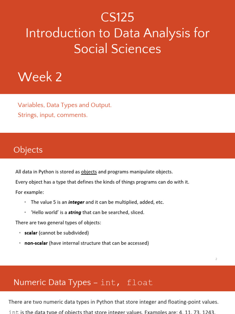 Week 2 | PDF | Data Type | Variable (Computer Science)