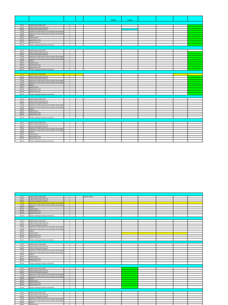 F2024 Time Table-CS, Ver1 | PDF | Geometry