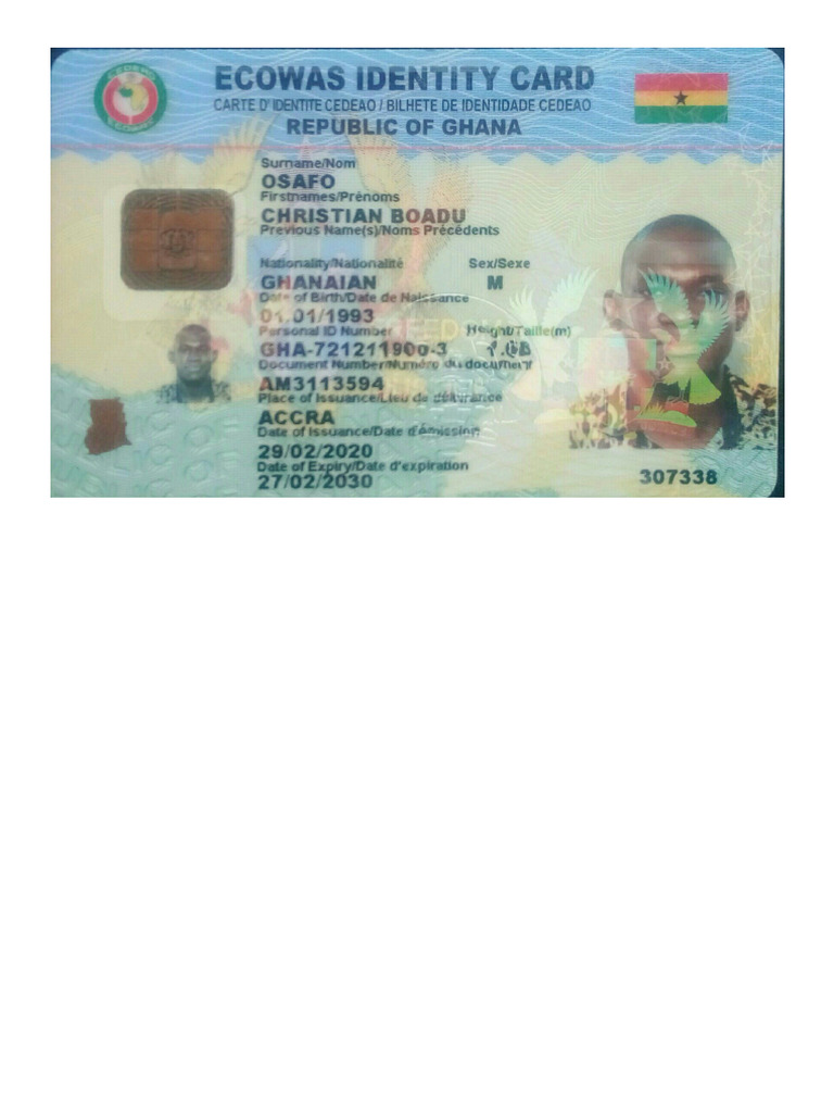 Osafo National Id Front | PDF