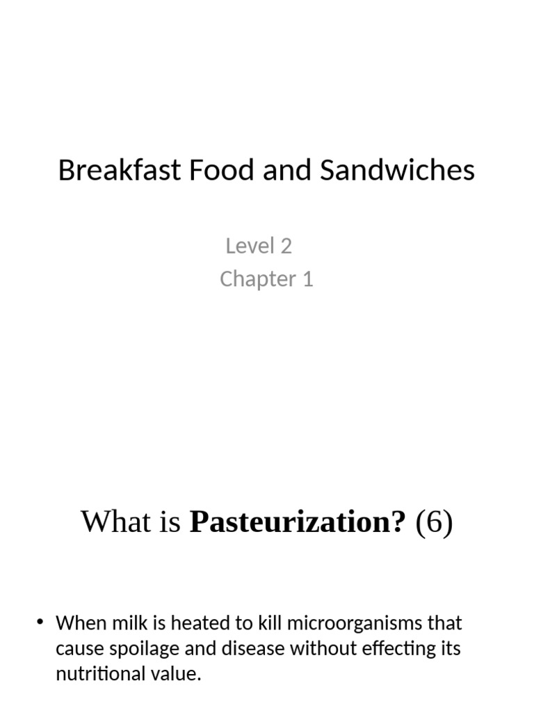 Breakfast Basics: Milk, Eggs, and Sandwiches | PDF | Milk | Sandwich