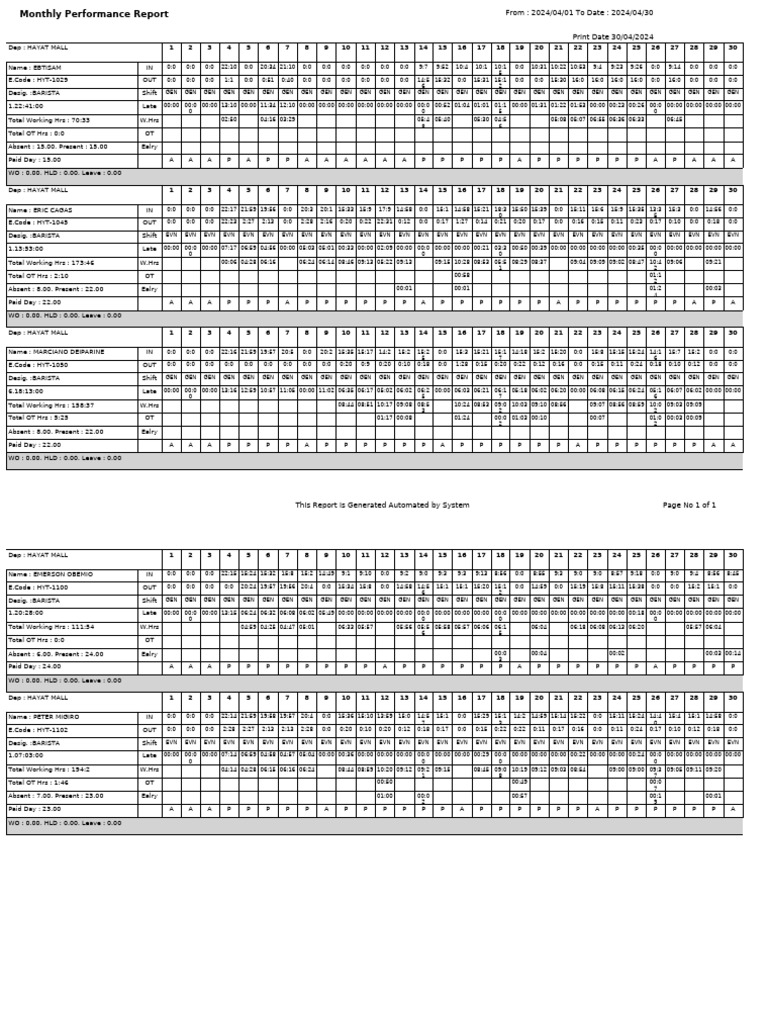 Monthly Performance Report | PDF