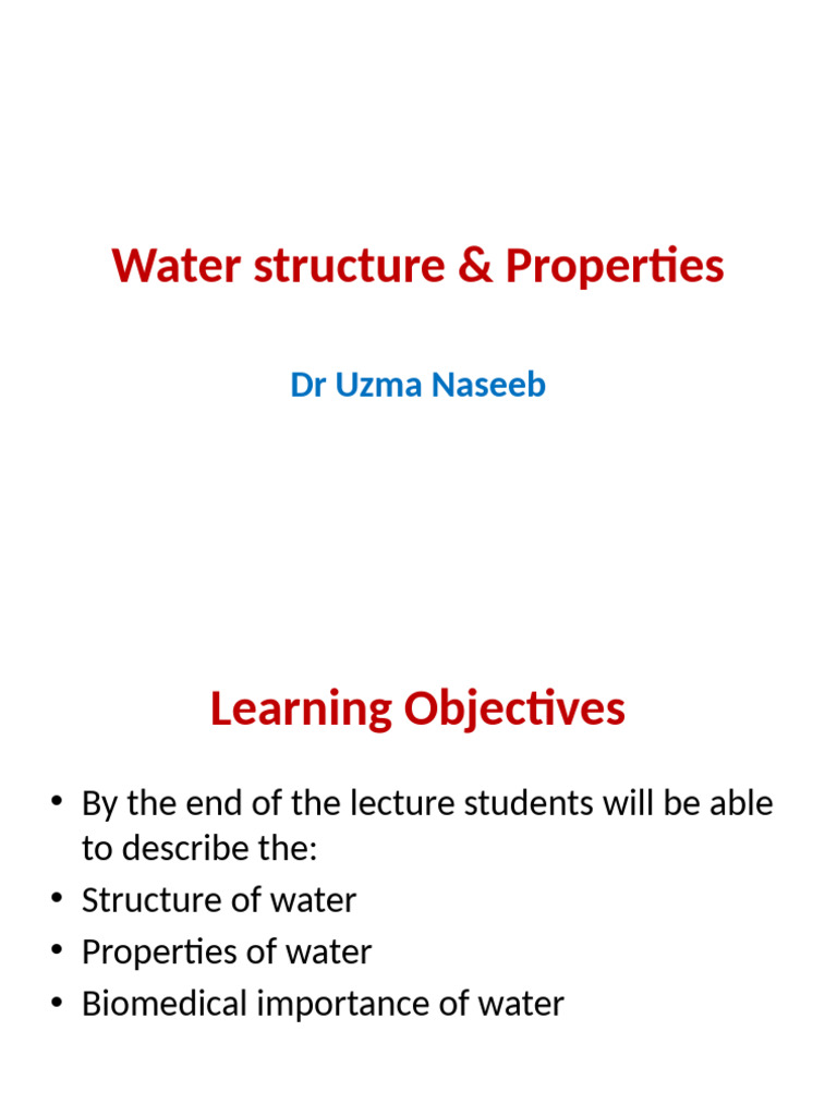 Water Structure & Properties - dpt.UN.2020 | PDF