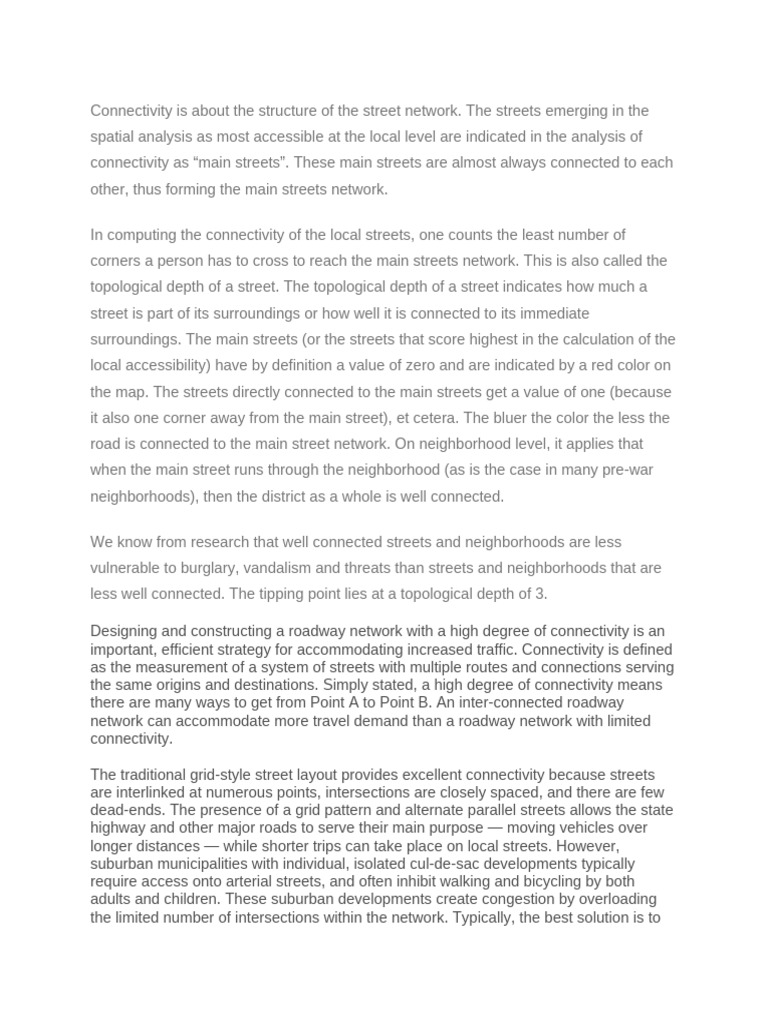 Connectivity Is About The Structure of The Street Network | PDF ...