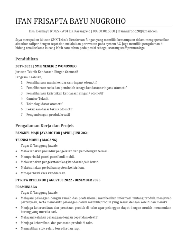 Profil Muhammad Bayu Nugroho | PDF