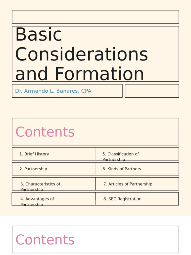 Basic Considerations and Formation | PDF | Partnership | Debits And Credits