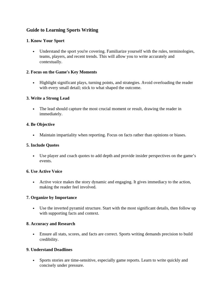 Sports Guide English | PDF