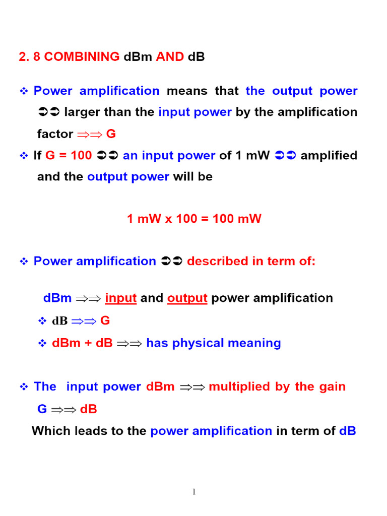 8 COMBINING DBM AND DB Power Amplification | PDF
