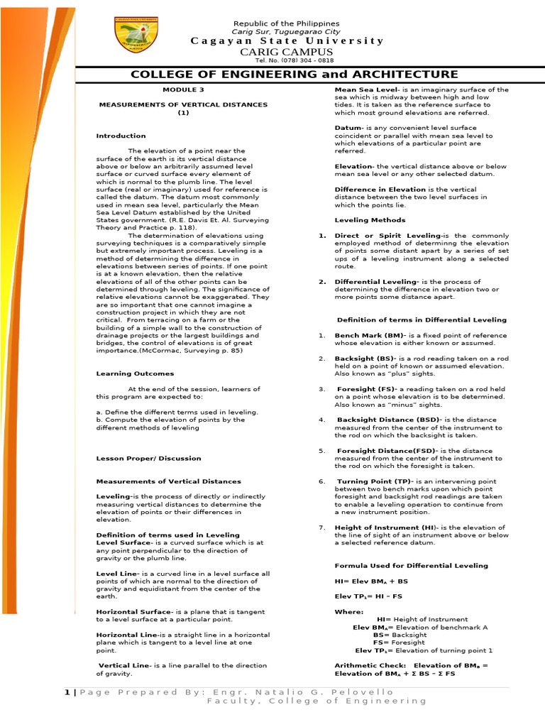 Module-3 (1) | PDF | Sea Level | Surveying