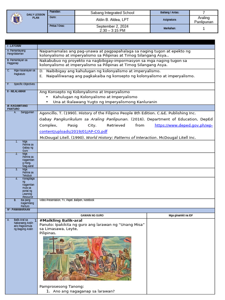 DLP AP7 - Quarter 2 Week 1day 1 | PDF